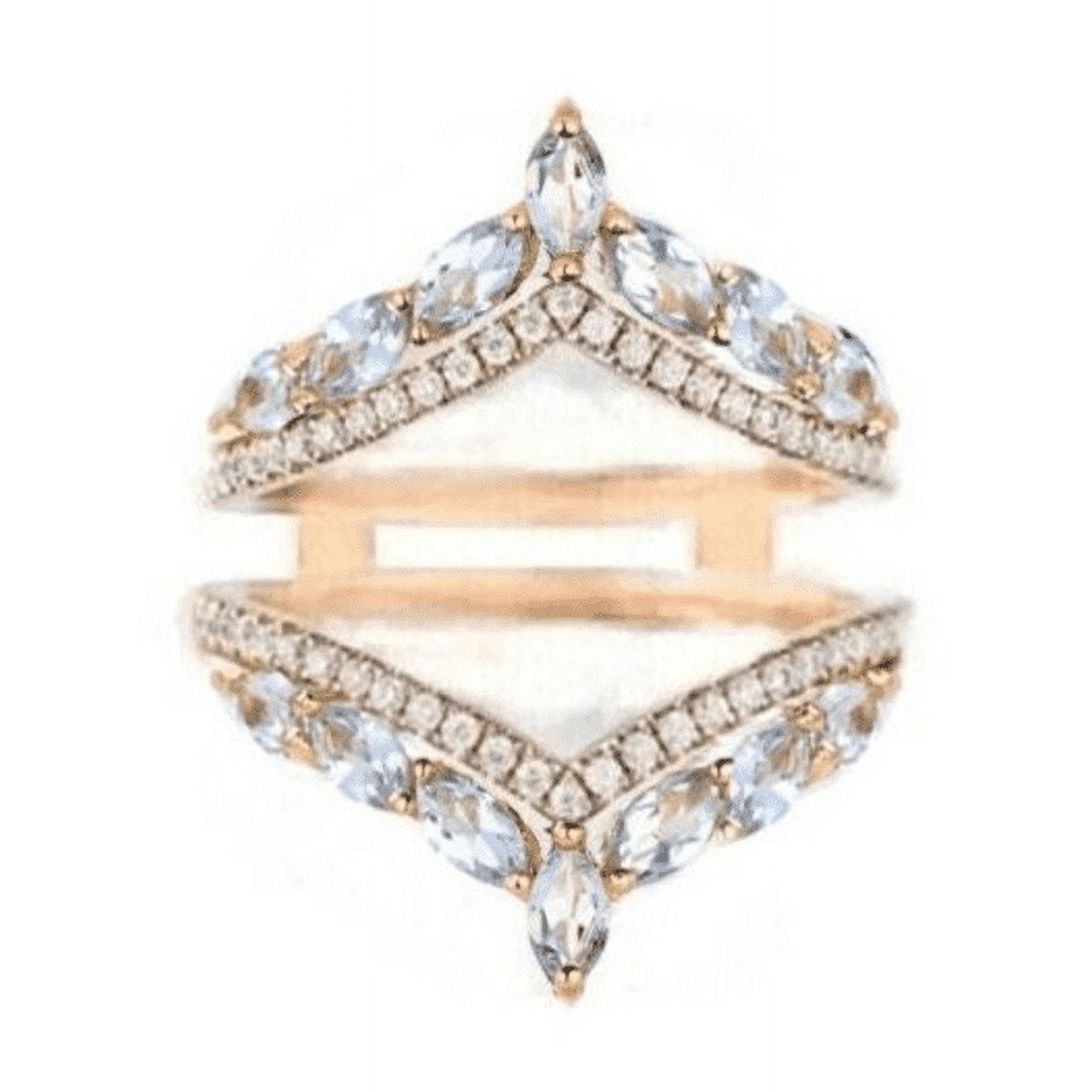 Marquise Cut Aquamarine Ring Guard- 925 Sterling Silver 14K Rose Gold ...