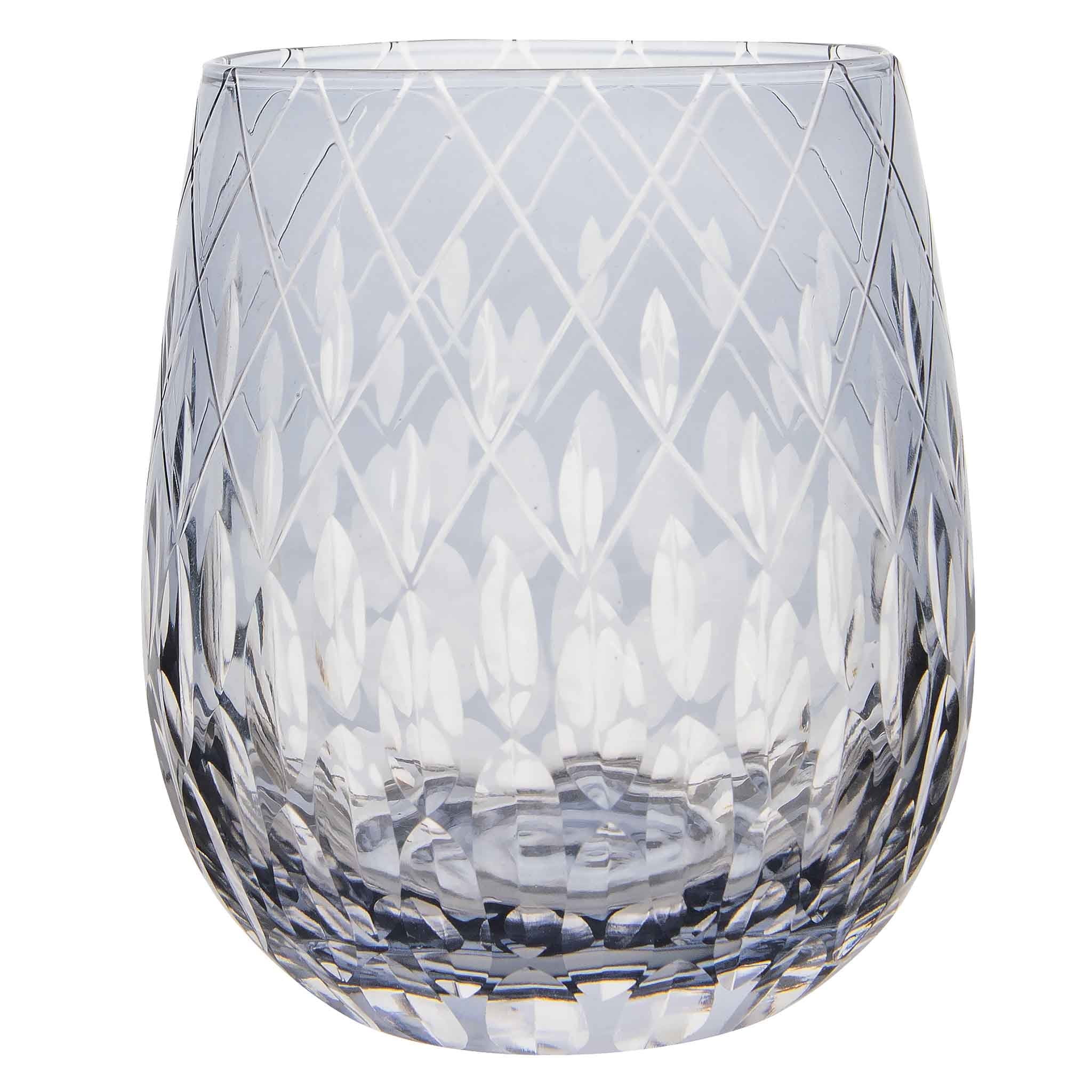 Marquise Cut Crystal Rocks Glass, Set of 4 - Charcoal - Walmart.com