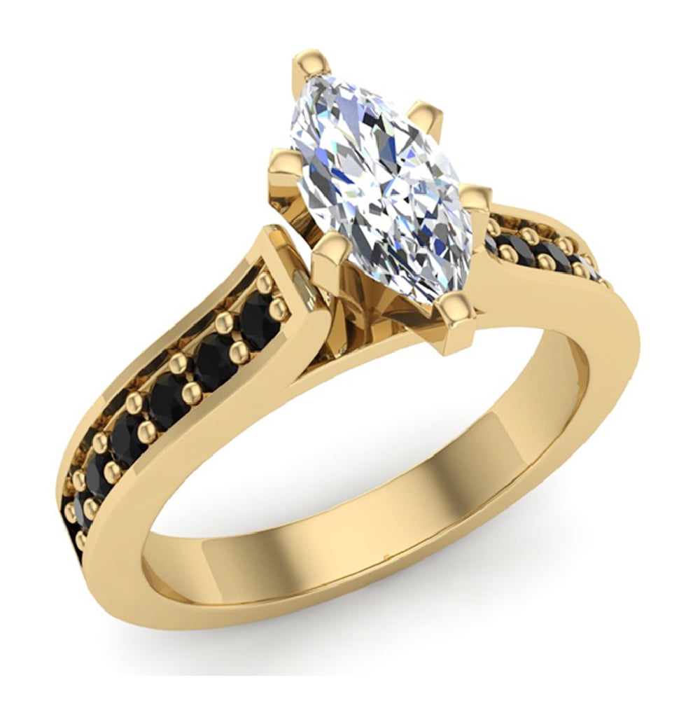 Marquise Cut Diamond Engagement Rings Black Diamond Rings Gift Ring Box ...