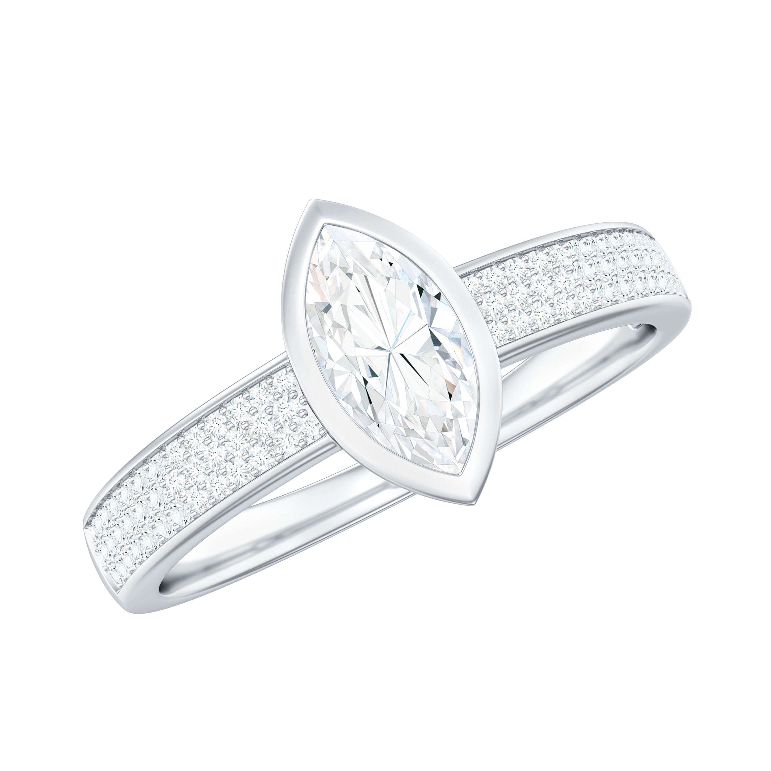 Rosec Jewels Moissanite Solitaire Engagement Ring for Women - 4X8 mm ...