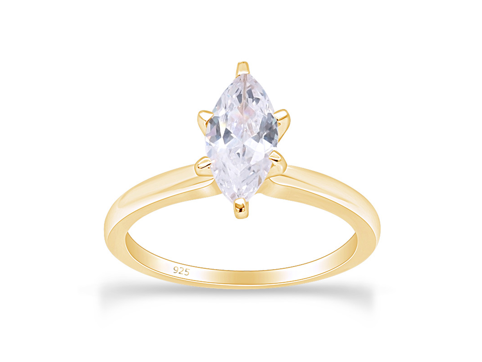 FB Jewels 14K Yellow Gold Cubic Zirconia CZ Engagement Ring Size 9 ...