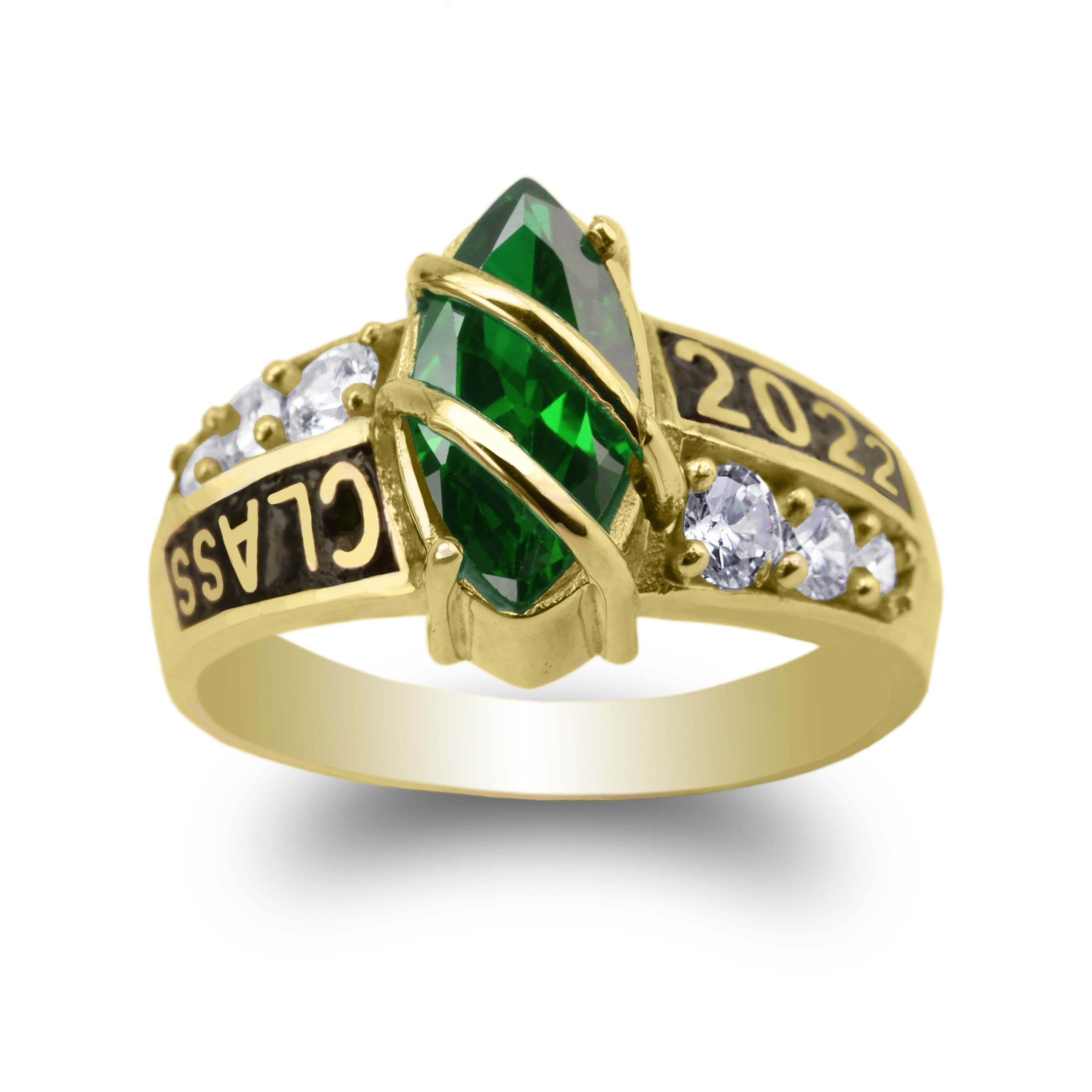 Marquise Double Bar CLASS RING Year 2022 10K Yellow Gold Graduation ...