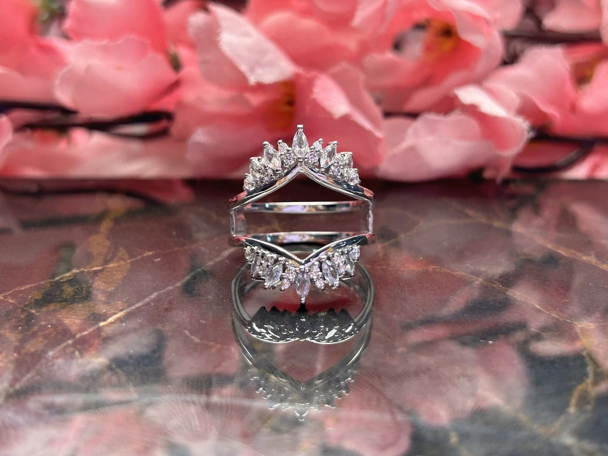 Marquise & Round Cut Diamond Ring Wrap Enhancer- Vintage Ring Wrap- 925 ...