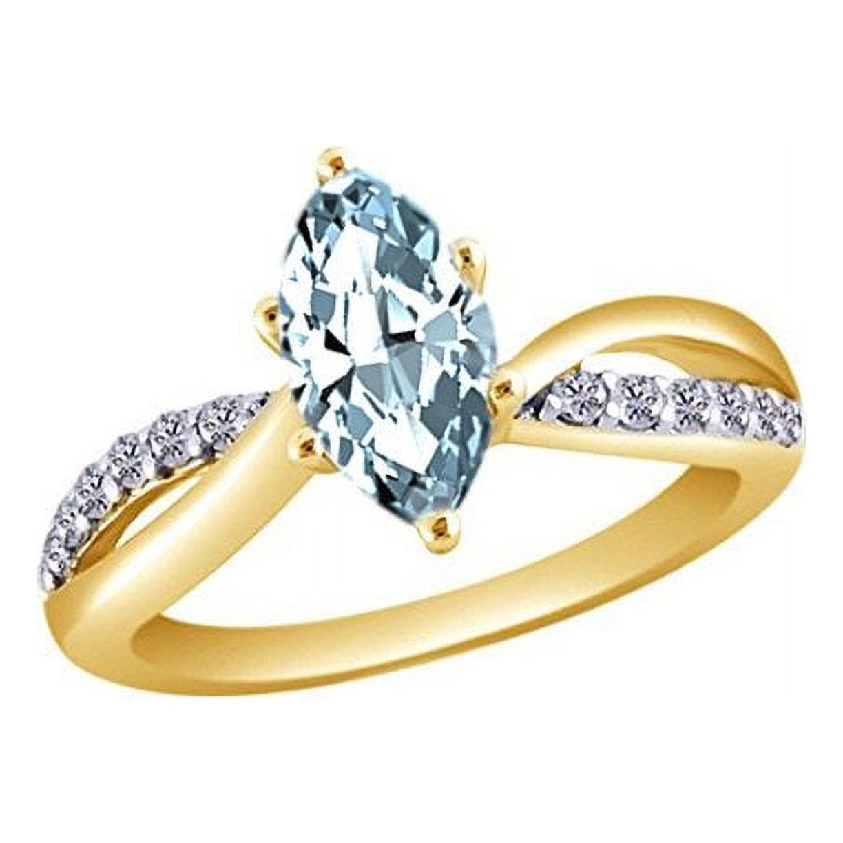 14K Gold Over Sterling Silver Cubic Zirconia Marquise Waterfall Ring ...