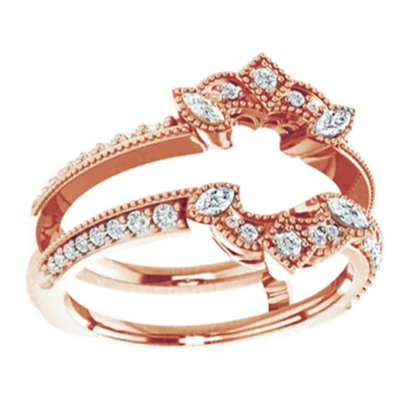 AFFY Round Cut White Natural Diamond Enhancer Ring Guard In 14K Solid ...