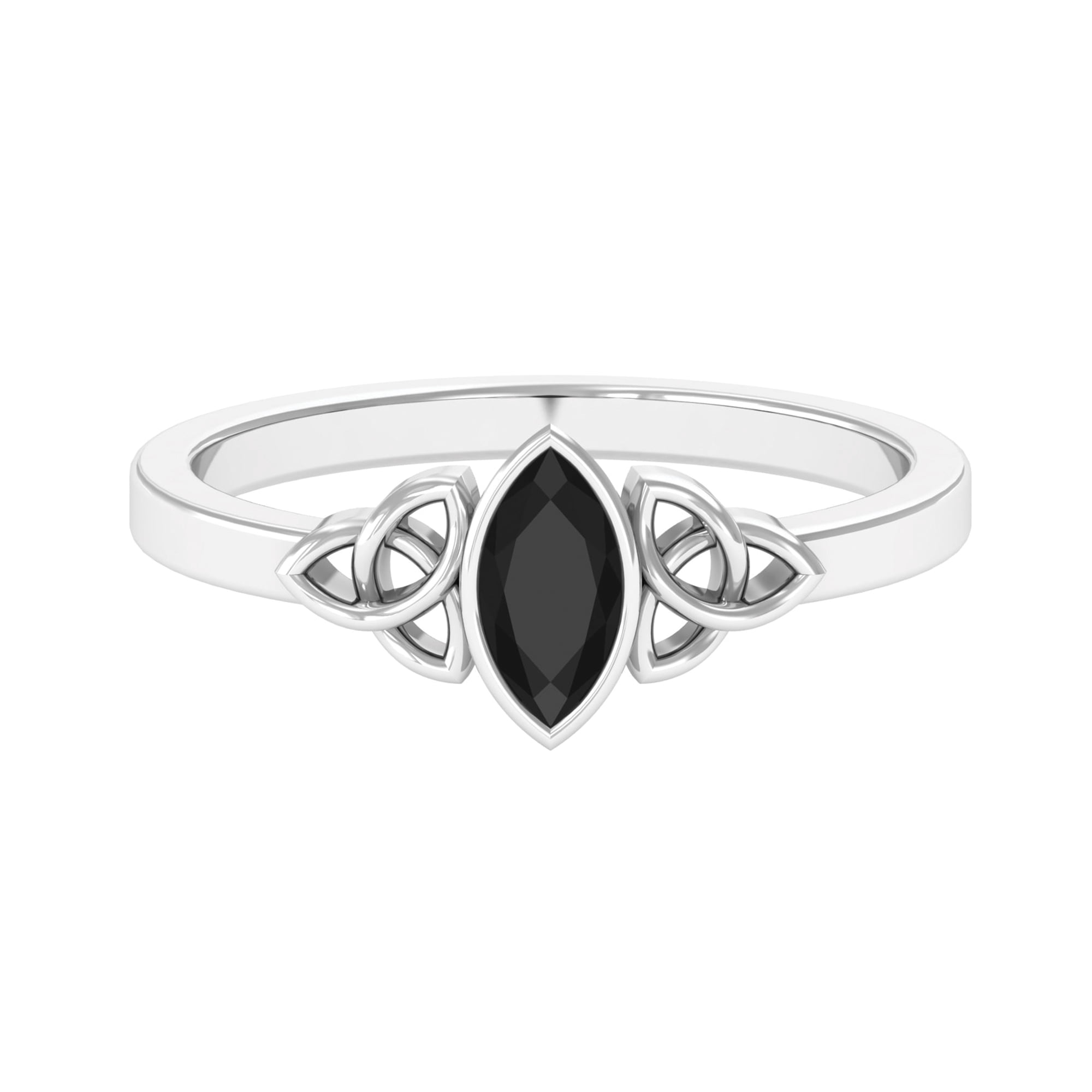 Rosec Jewels Marquise Shape Lab Created Black Diamond Solitaire Ring ...