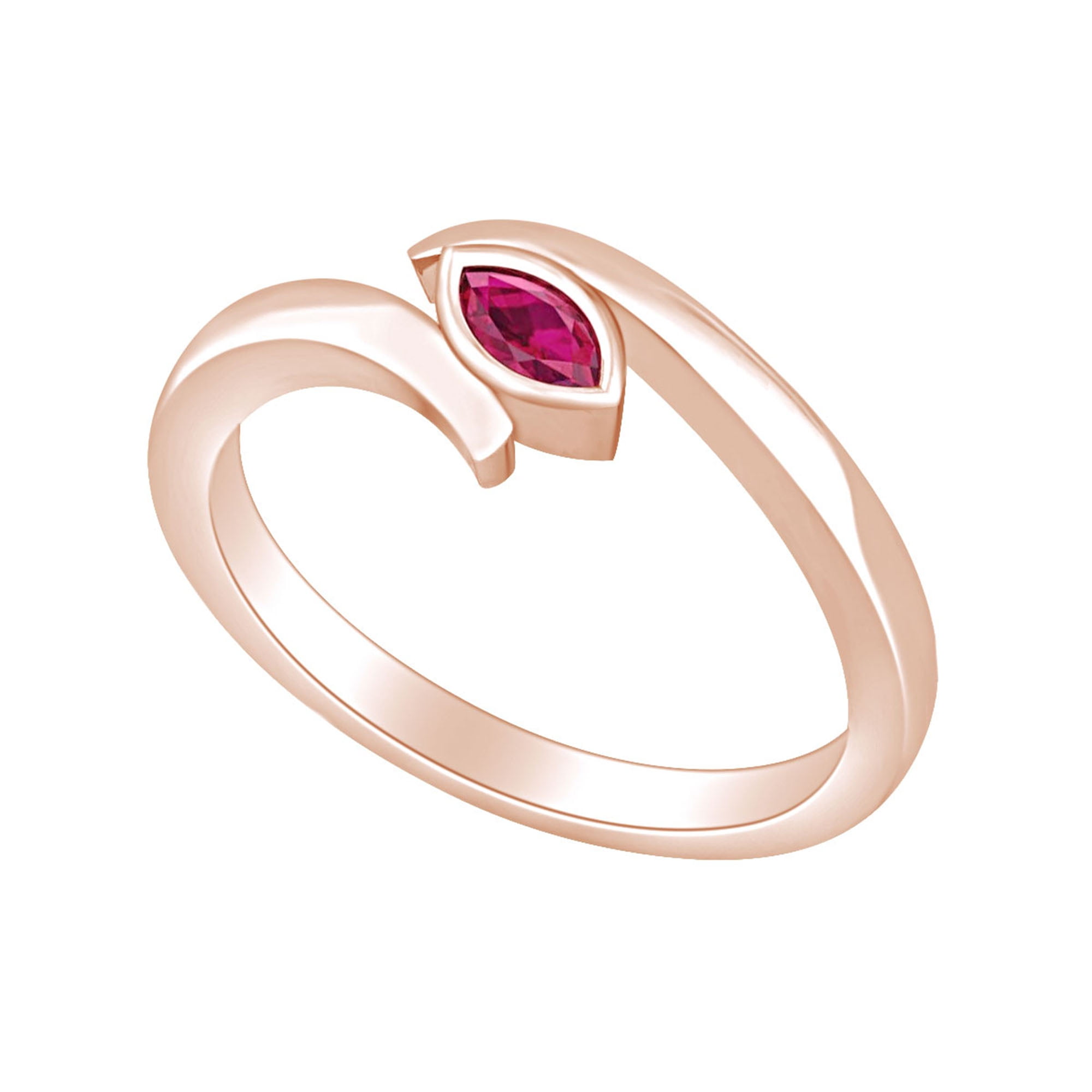 AFFY Marquise Shape Simulated Ruby 14k Rose Gold Over Sterling Silver ...