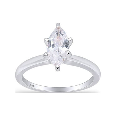 AFFY Princess & Round Shape White Cubic Zirconia Cluster Engagement ...