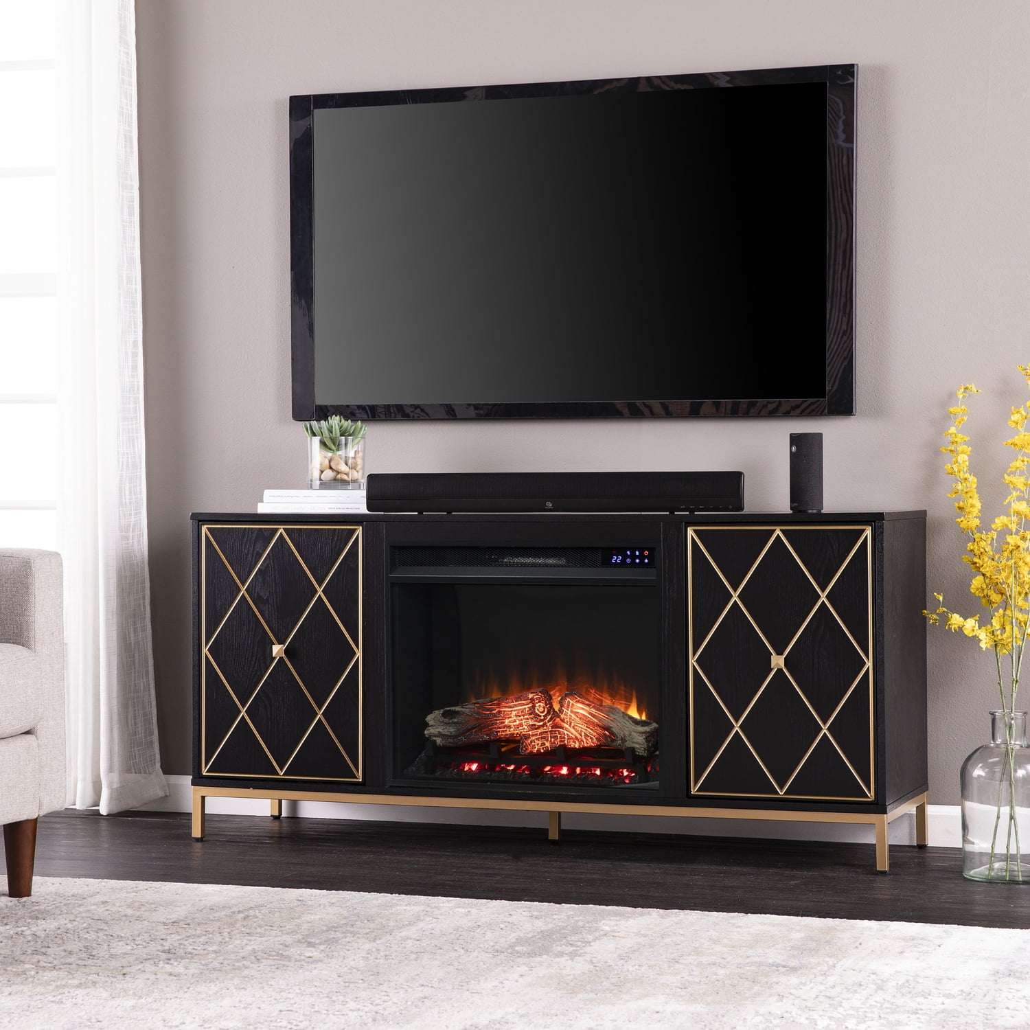 Marradi Touch Screen Electric Fireplace with Media Storage - Walmart.com