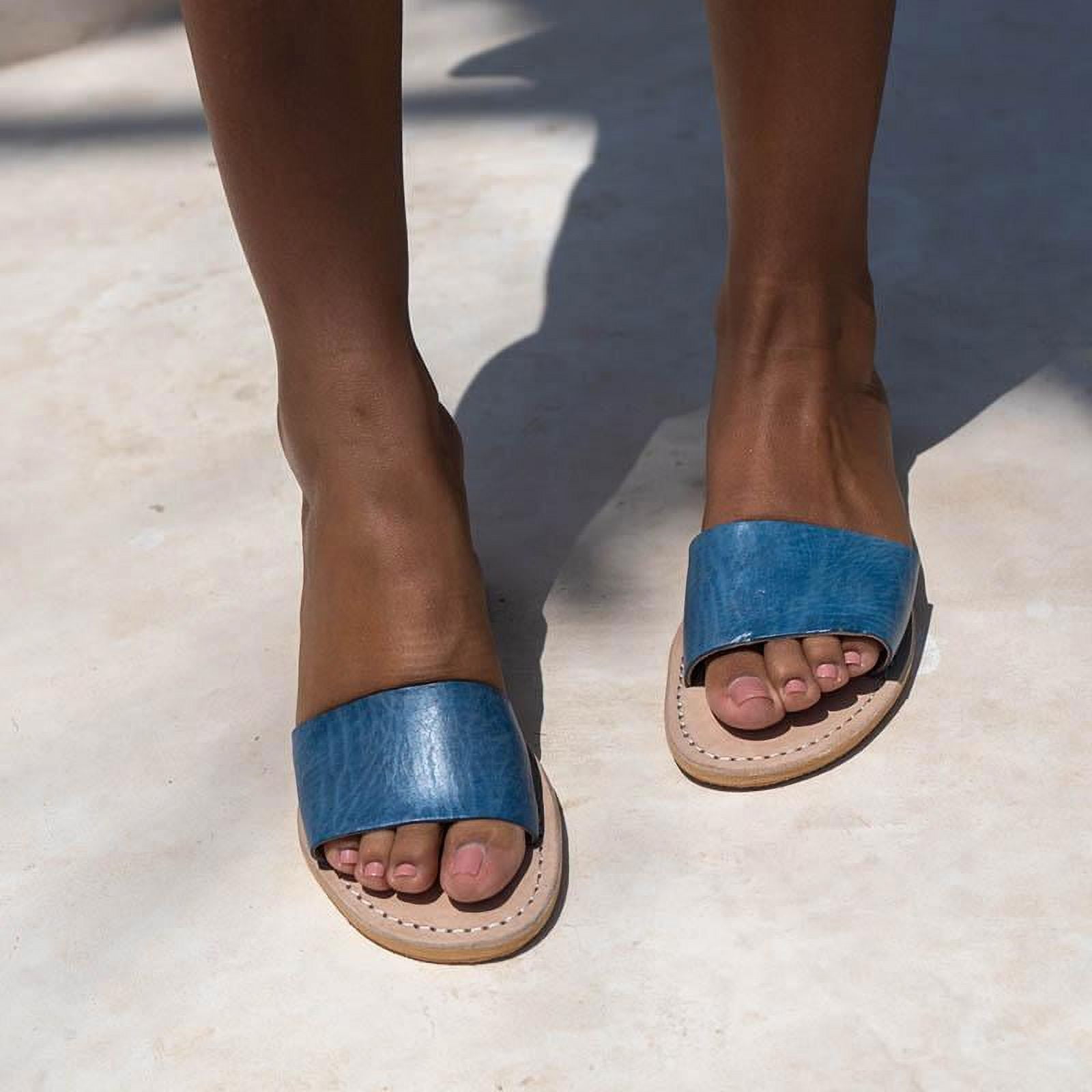 Marrakech Shop Design Leather Sandals - Blue Jean - Walmart.com