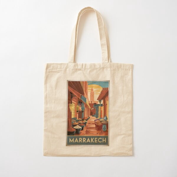 Marrakech Vintage Travel Poster Cotton Tote Bag Canvas Tote Bag, Family ...