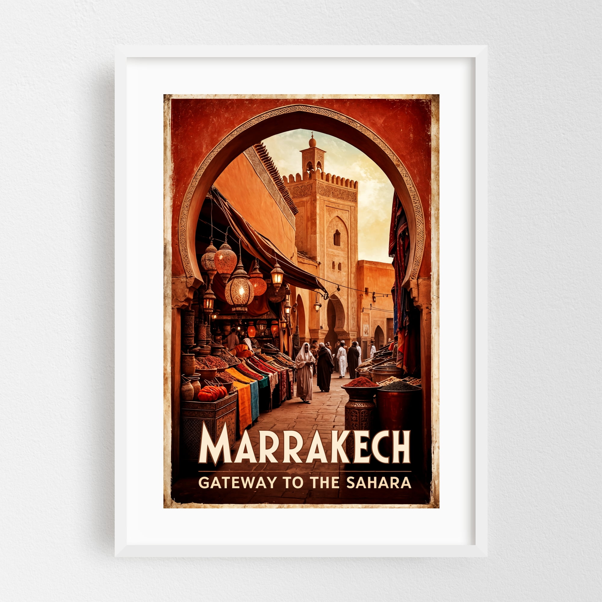 Marrakech Vintage Travel Poster – Gateway to the Sahara - Marrakesh ...