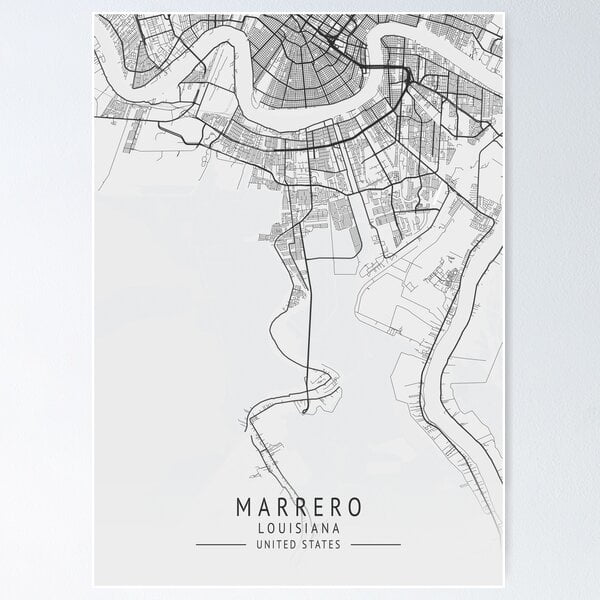Marrero - Louisiana - Us Gray City Map Poster Wall Art, Modern Wall ...