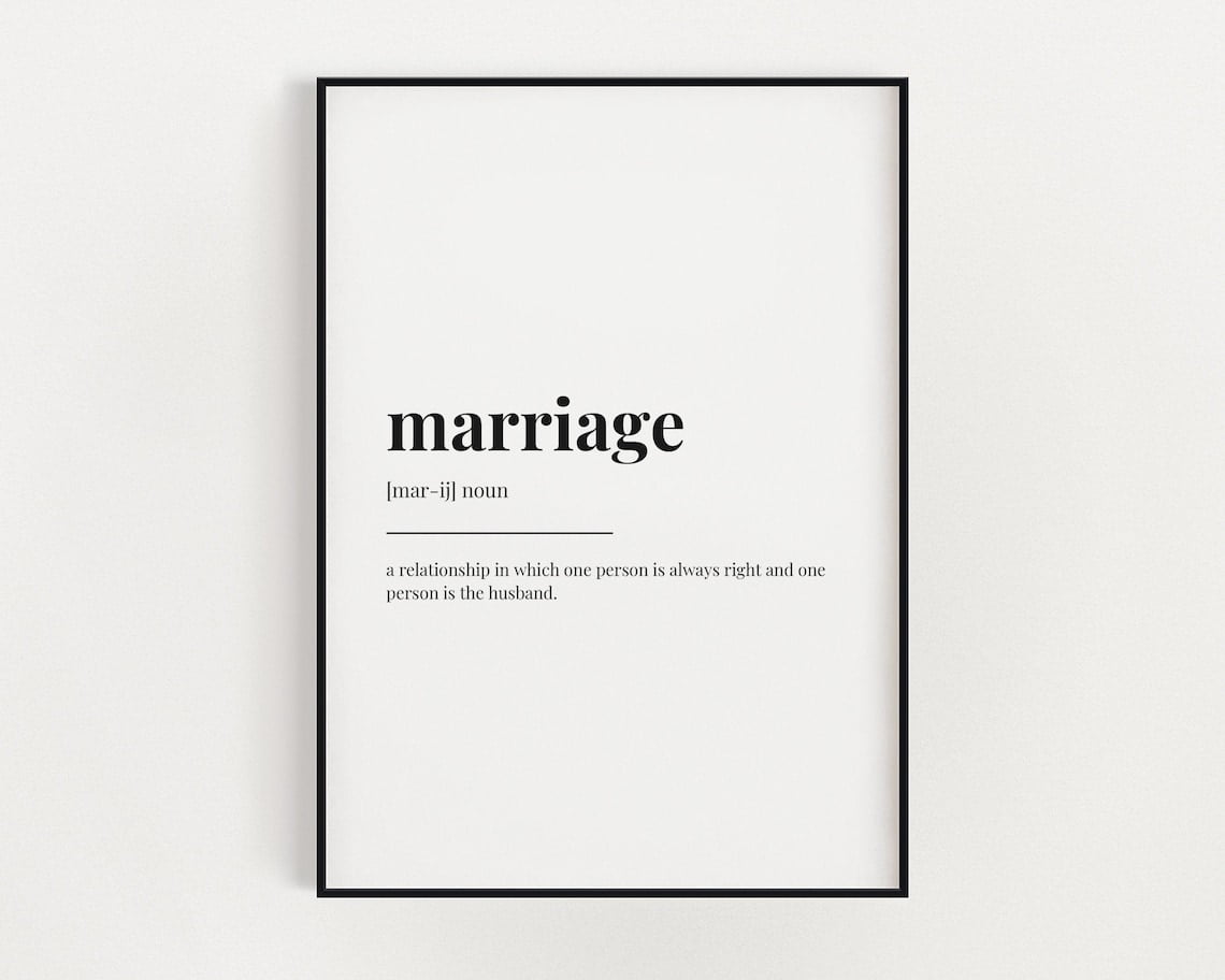 Marriage Definition Print, Wall Art Print, Definition Print, Quote ...