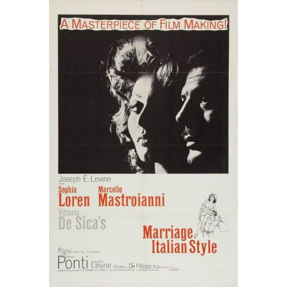 Marriage Italian Style Movie Poster Reprint Art decor 27inx40in 27x40 ...