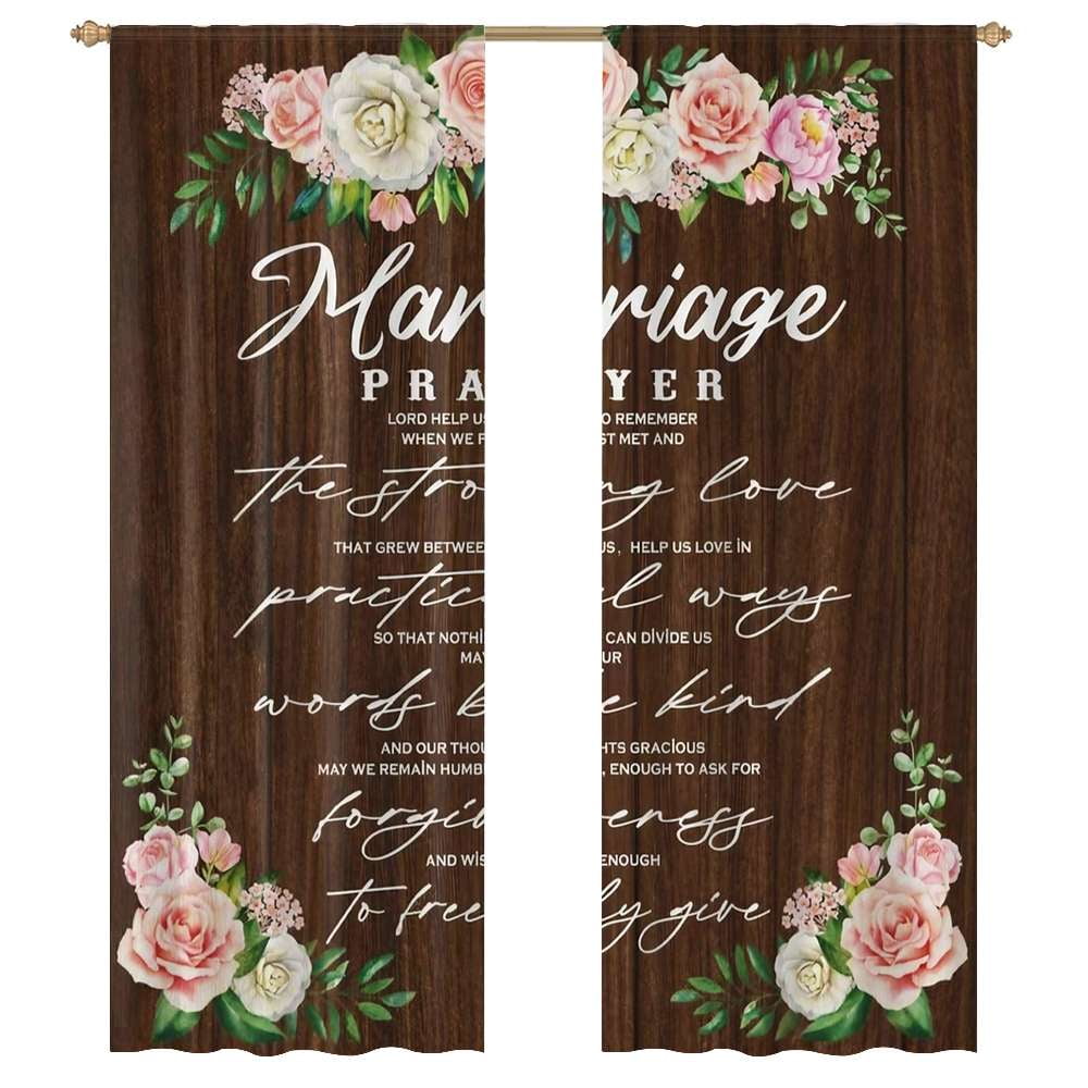 Marriage Prayer Sheer Voile Curtain Window Tulle Curtains For Living ...