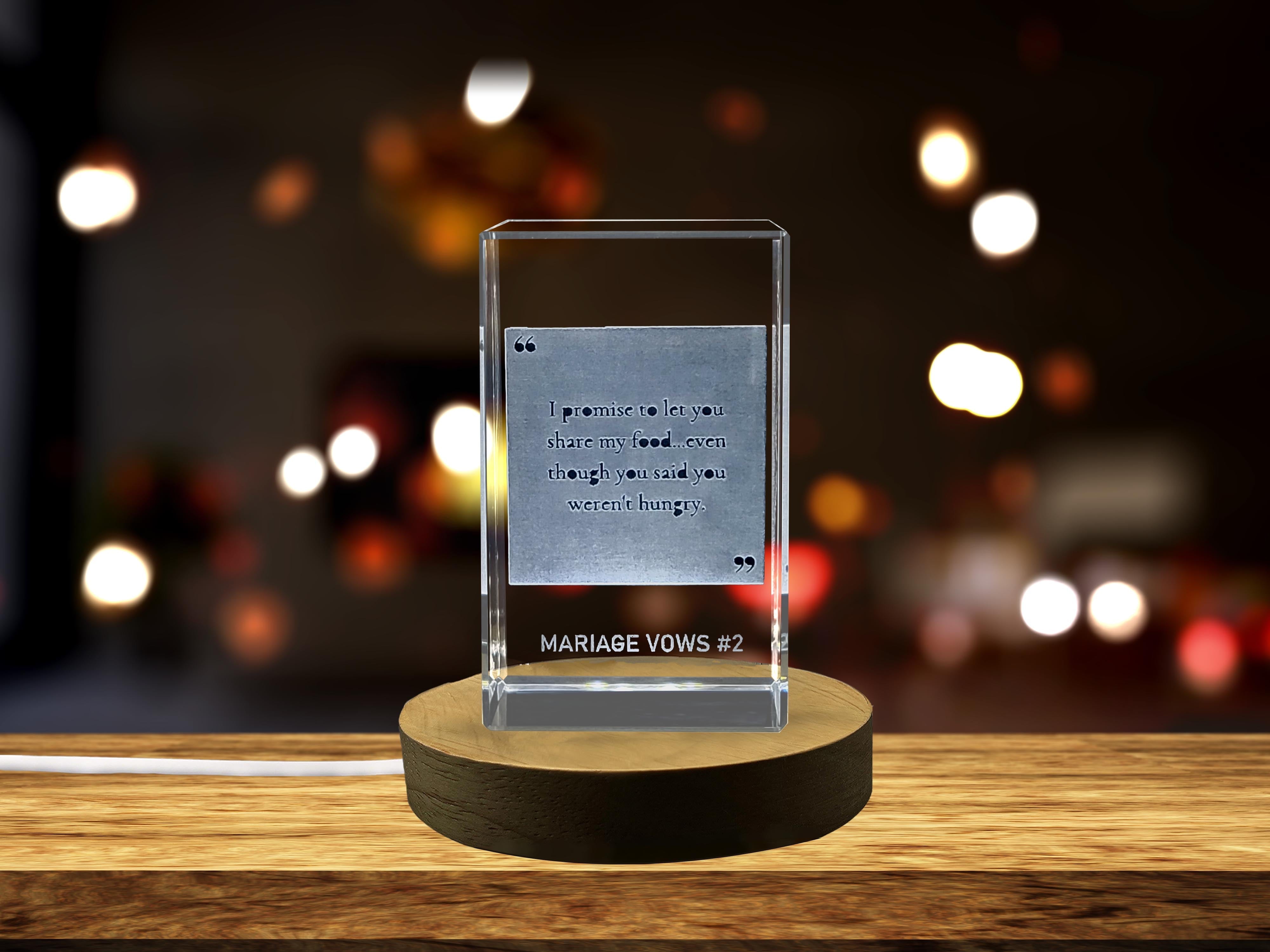 Marriage Vows #2 | Eternal Love Engraved in 3D Crystal - Walmart.com