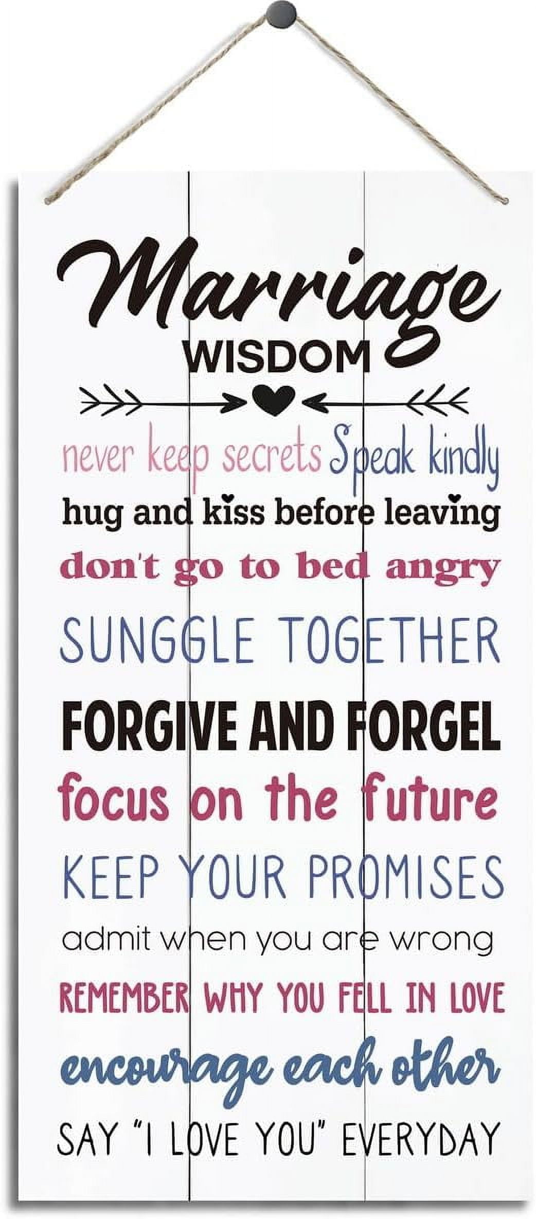 Marriage Wisdom Signs Rustic Door Sign, Farmhouse Home Wall Decor Art ...