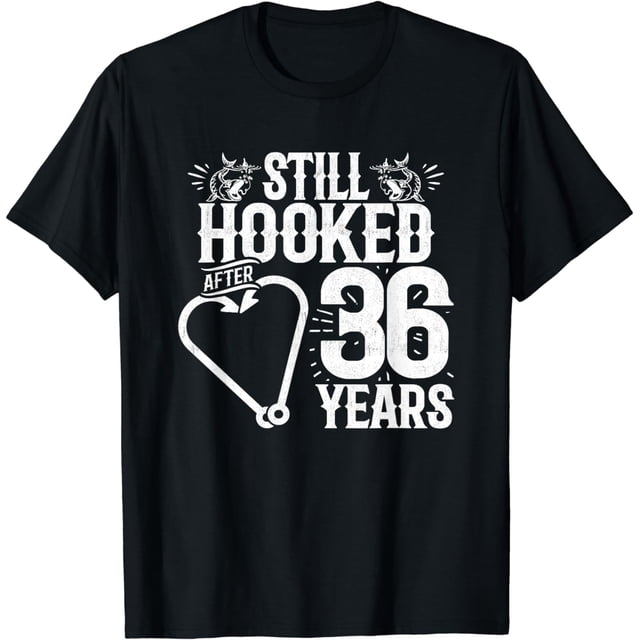 Married 36 Years - Fishing Couple - 36th Wedding Anniversary T-Shirt ...