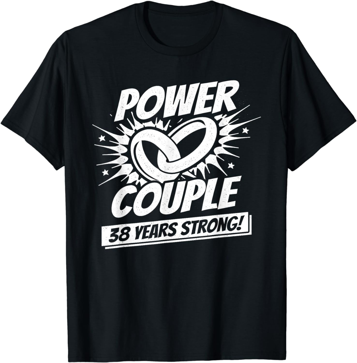 Married 38 Years - Power Couple - 38th Wedding Anniversary T-Shirt ...