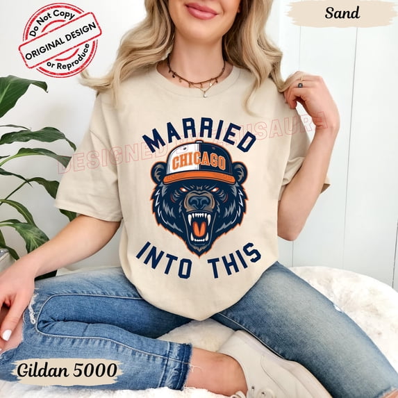 Married Into this Chicago Football T-Shirt: Funny Bear Sports T-shirt ...