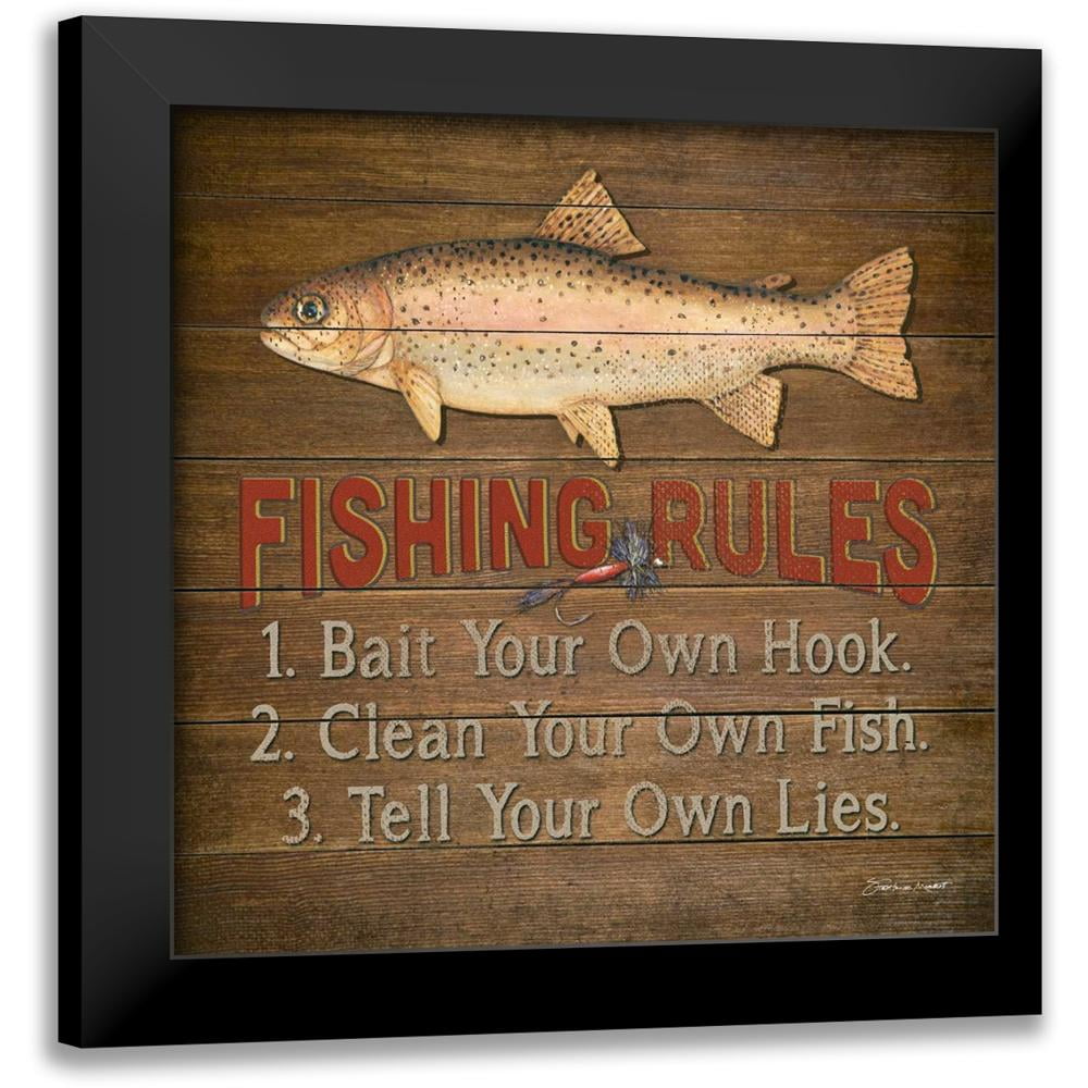 Marrott, Stephanie 20x20 Black Modern Framed Museum Art Print Titled - Fishing Rules - Walmart.com