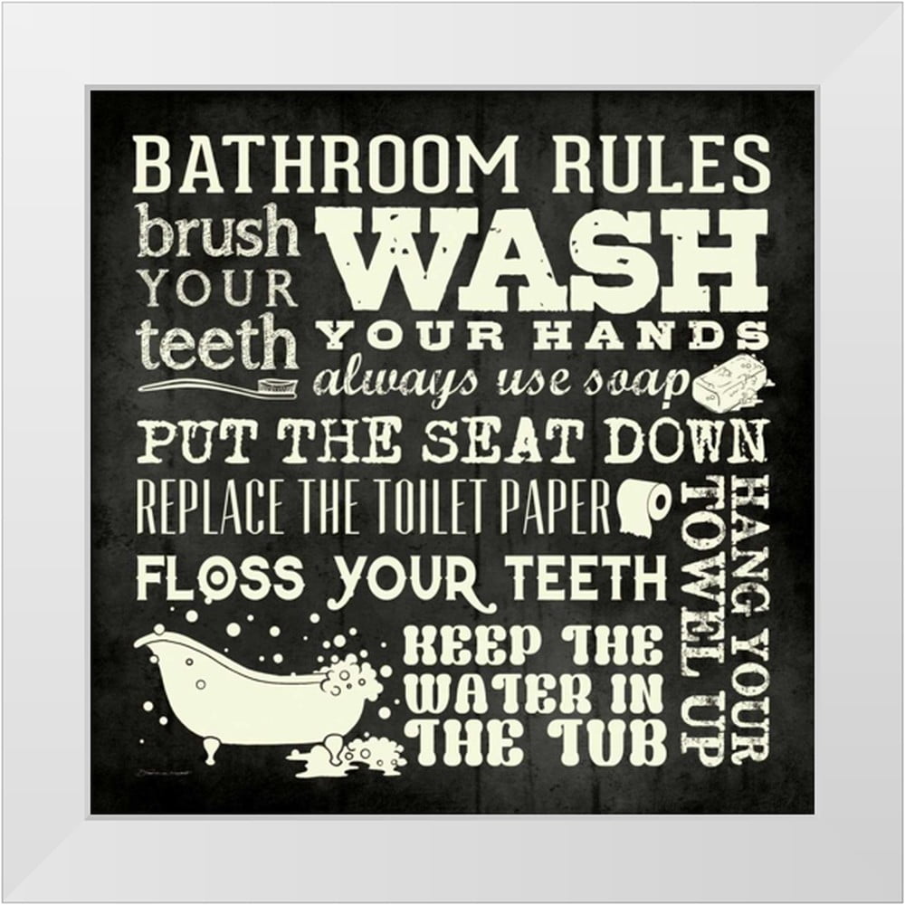 Marrott, Stephanie 20x20 White Modern Wood Framed Museum Art Print Titled - Bath Rules II ...