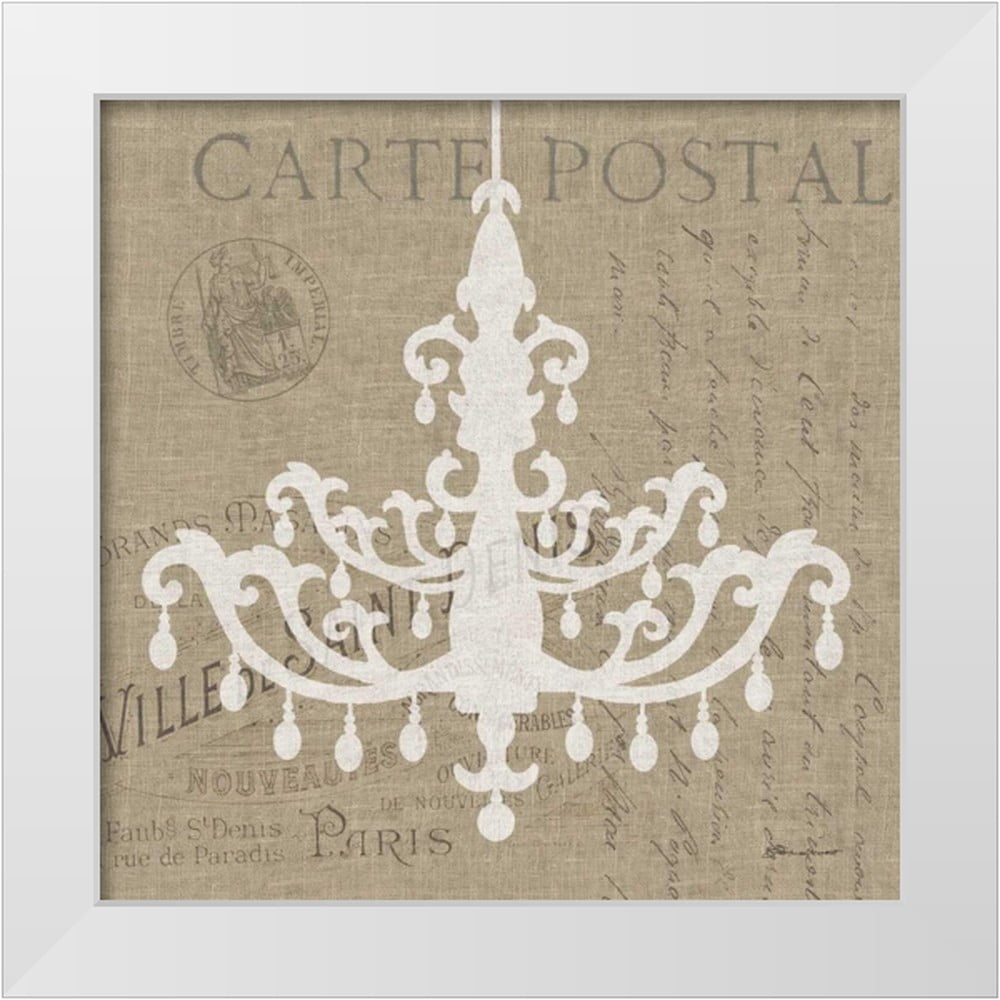 Marrott, Stephanie 20x20 White Modern Wood Framed Museum Art Print Titled - Chandelier on Burlap ...