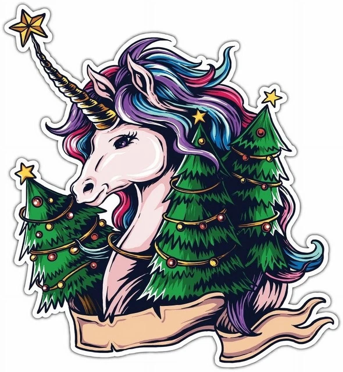 Marry Christmas Unicorn Car Window Stickerphone Decal Water Bottle ...