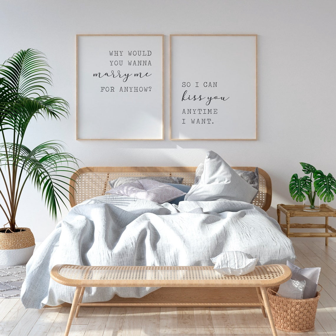 Marry Me Anyhow Kiss You Anytime Romantic Bedroom Wall Art Set 2 ...