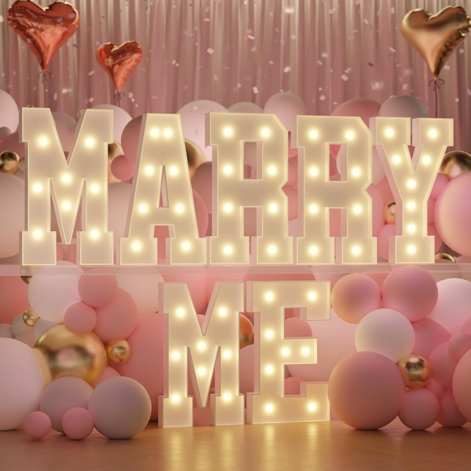 Marry Me Light Up Letters Yellow Light Marry Me Signs 3FT for Proposal ...