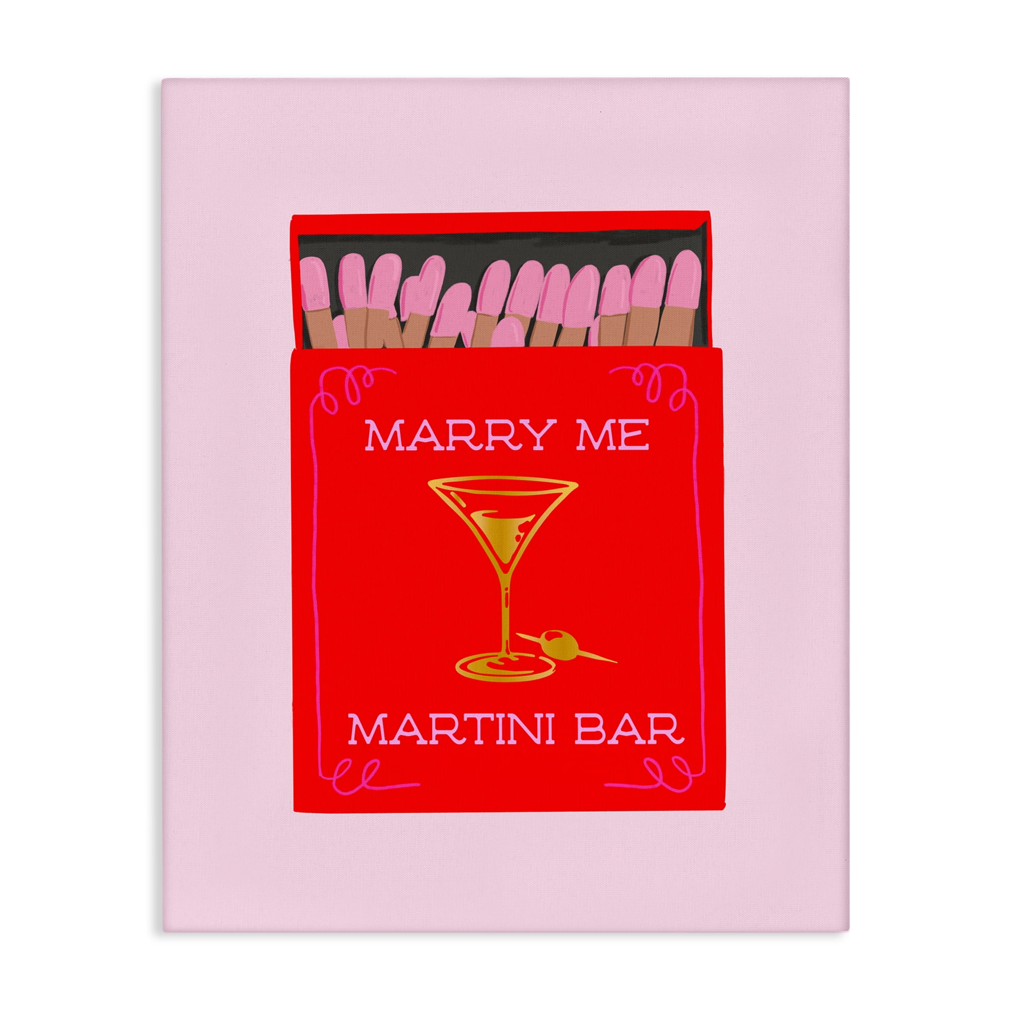 Stupell Industries Marry Me Martini Bar Matches Canvas Wall Art, design ...