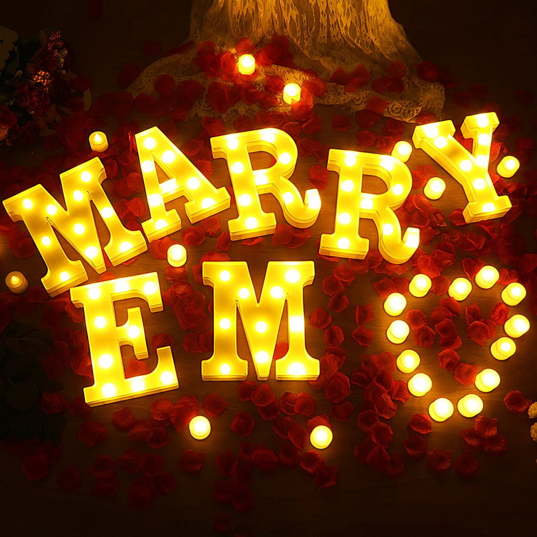Marry Me Neon Sign, Marry Me Letter Sign with 1000PCS Rose Petals and ...