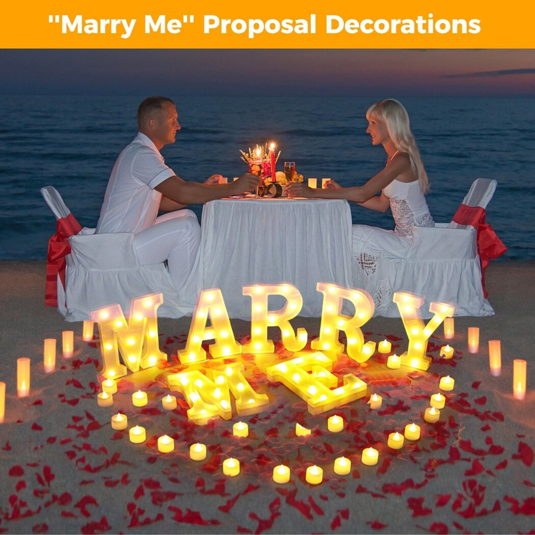 Marry Me Neon Sign, Marry Me Letter Sign with 1000pcs Rose Petals and ...