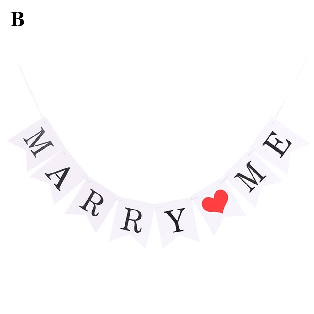 Marry Me Paper Banner Garland Flag Photo Props Wedding Engagement Party ...