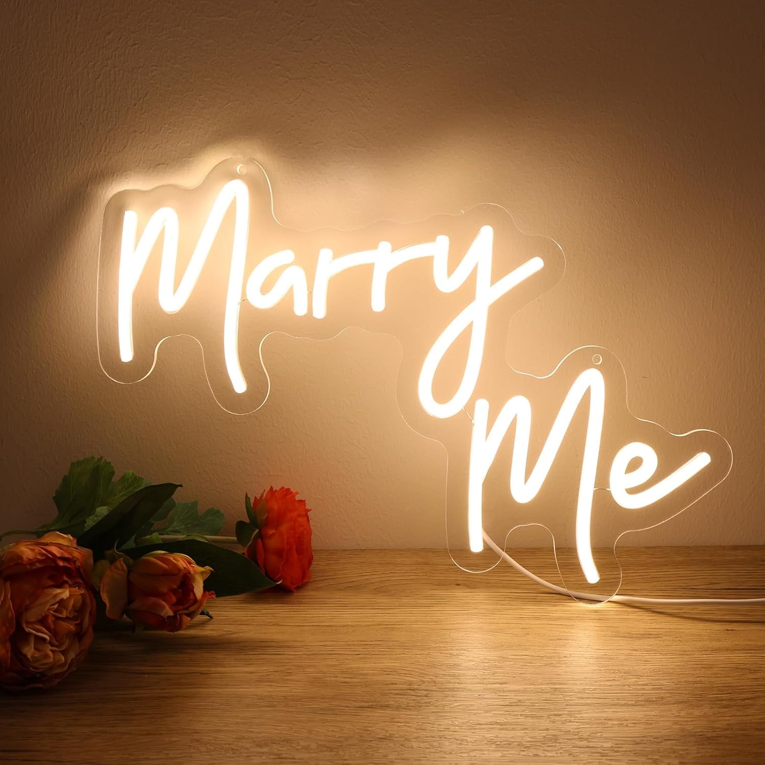 Marry Me Neon Sign, Warm White Marry Me Light up Letters Sign and ...