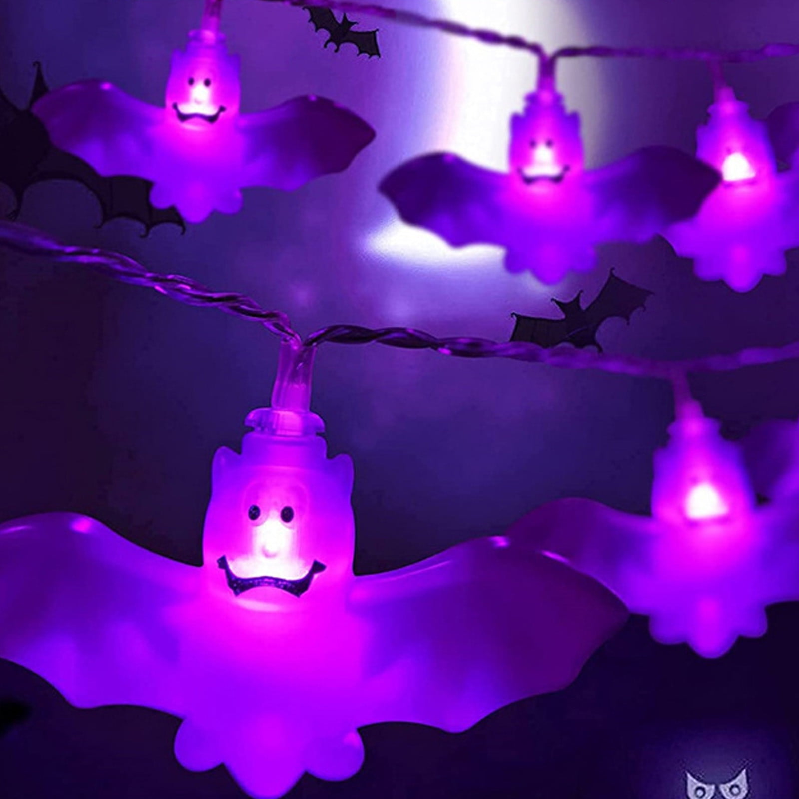 Marryso Halloween Bat LED String Lights Purple Battery Operated ...