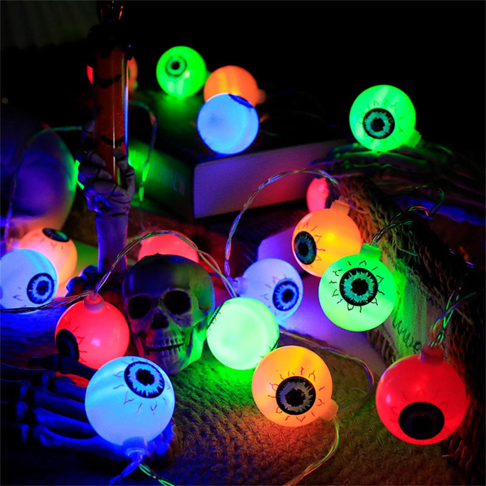 Marryso Halloween Eyeball String Lights Battery Operated 20 LED Spooky ...