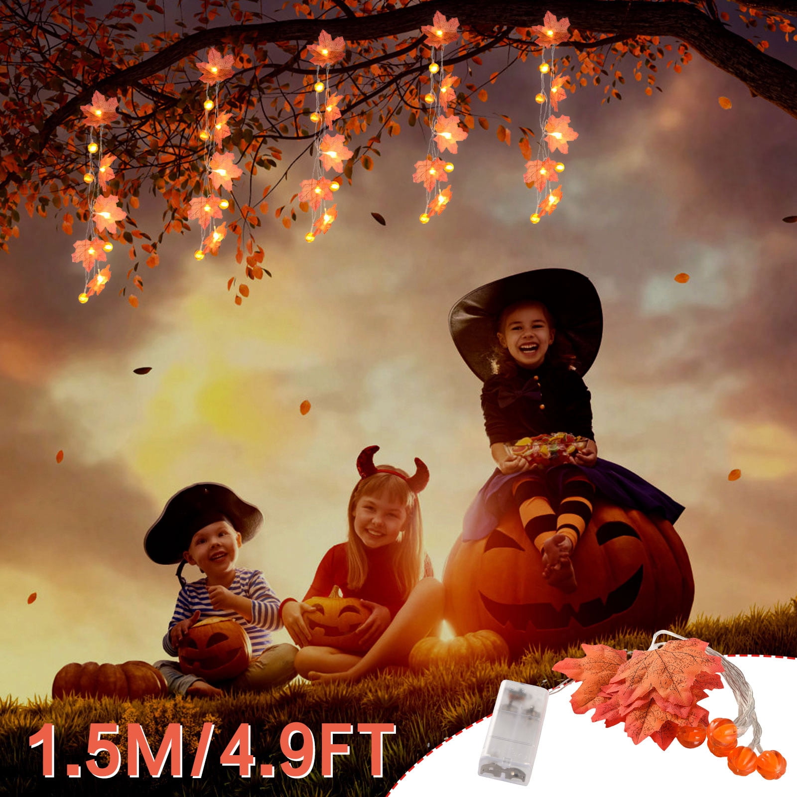 Marryso Halloween Lantern String Light Maple Lantern String Halloween ...