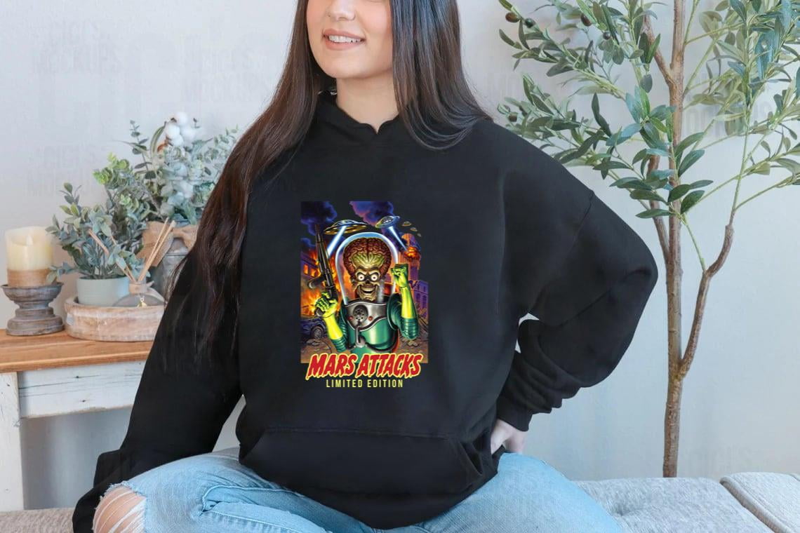 Mars Attacks Retro Sci-Fi Hoodie Alien Invasion Movie Scene Art, for ...