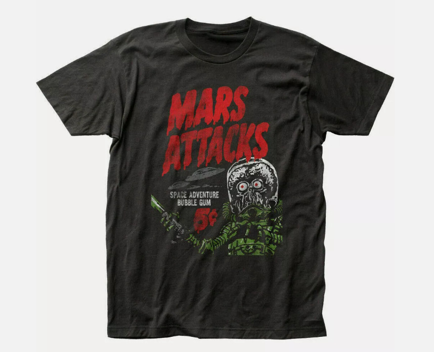 Mars Attacks Space Adventure T Shirt Mens Licensed Movie UFO Aliens Tee ...