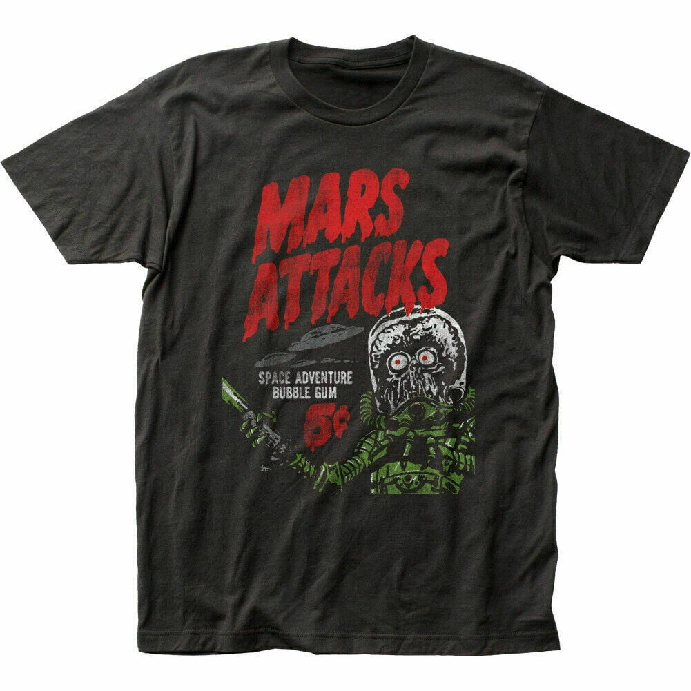 Mars Attacks Space Adventure T Shirt Mens Movie UFO Aliens Tee Black ...