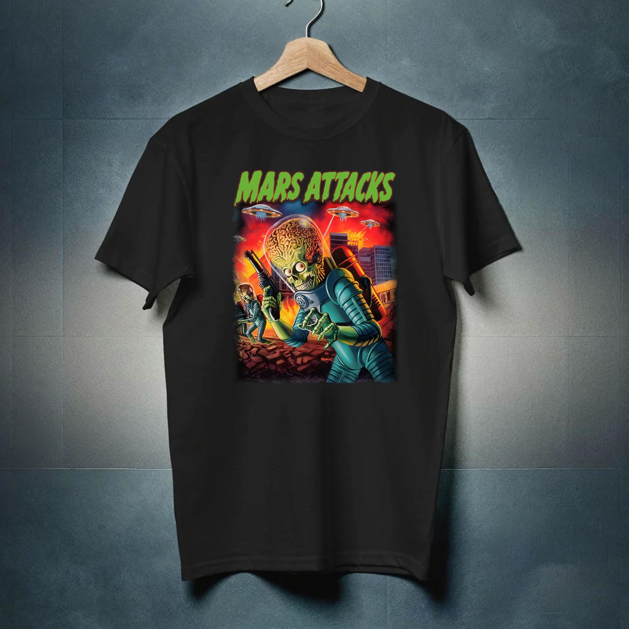 Mars Attacks UFOs Attack T Shirt Black-TH31525 - Walmart.com