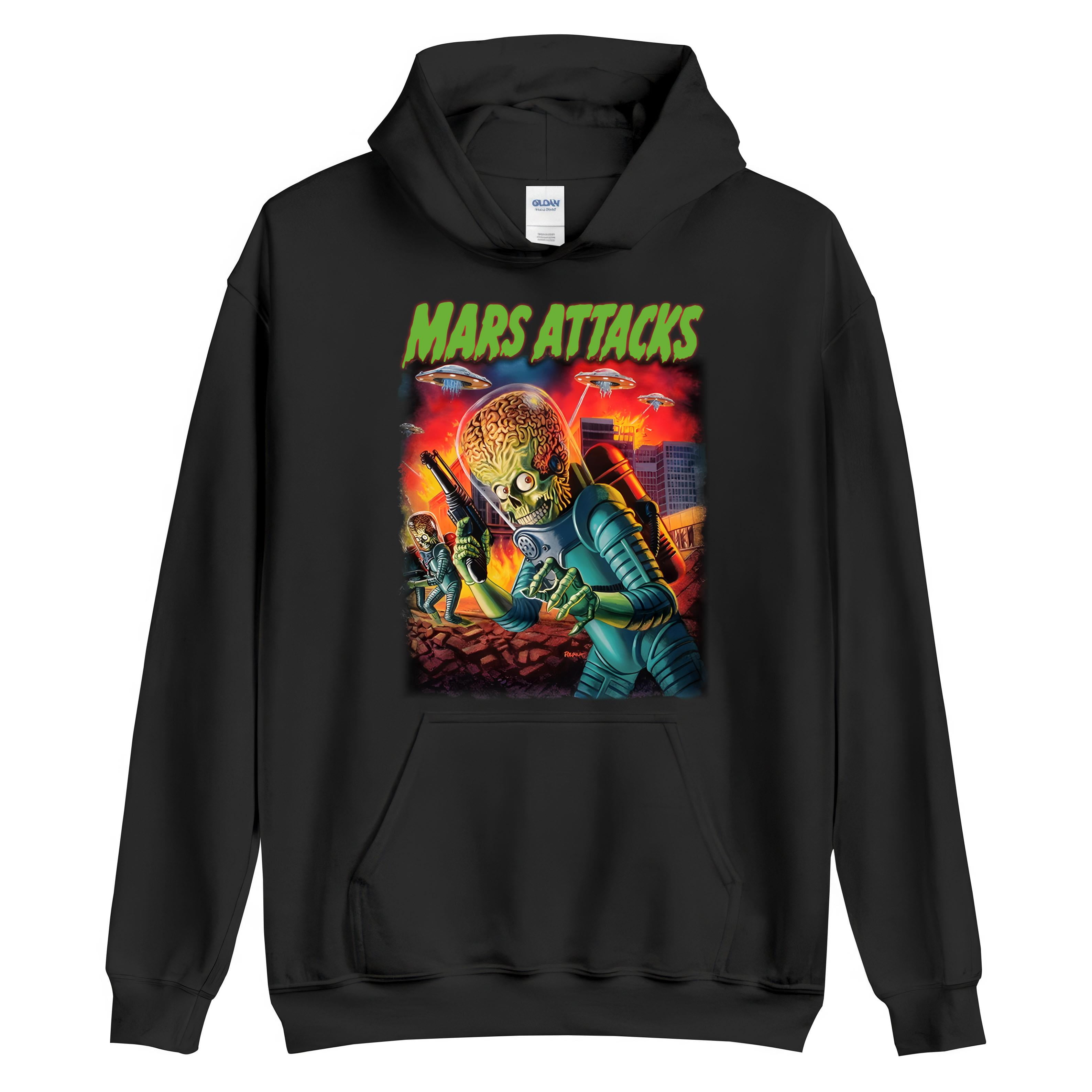 Mars Attacks UFOs Attack T Shirt Black-TH31525 - Walmart.com