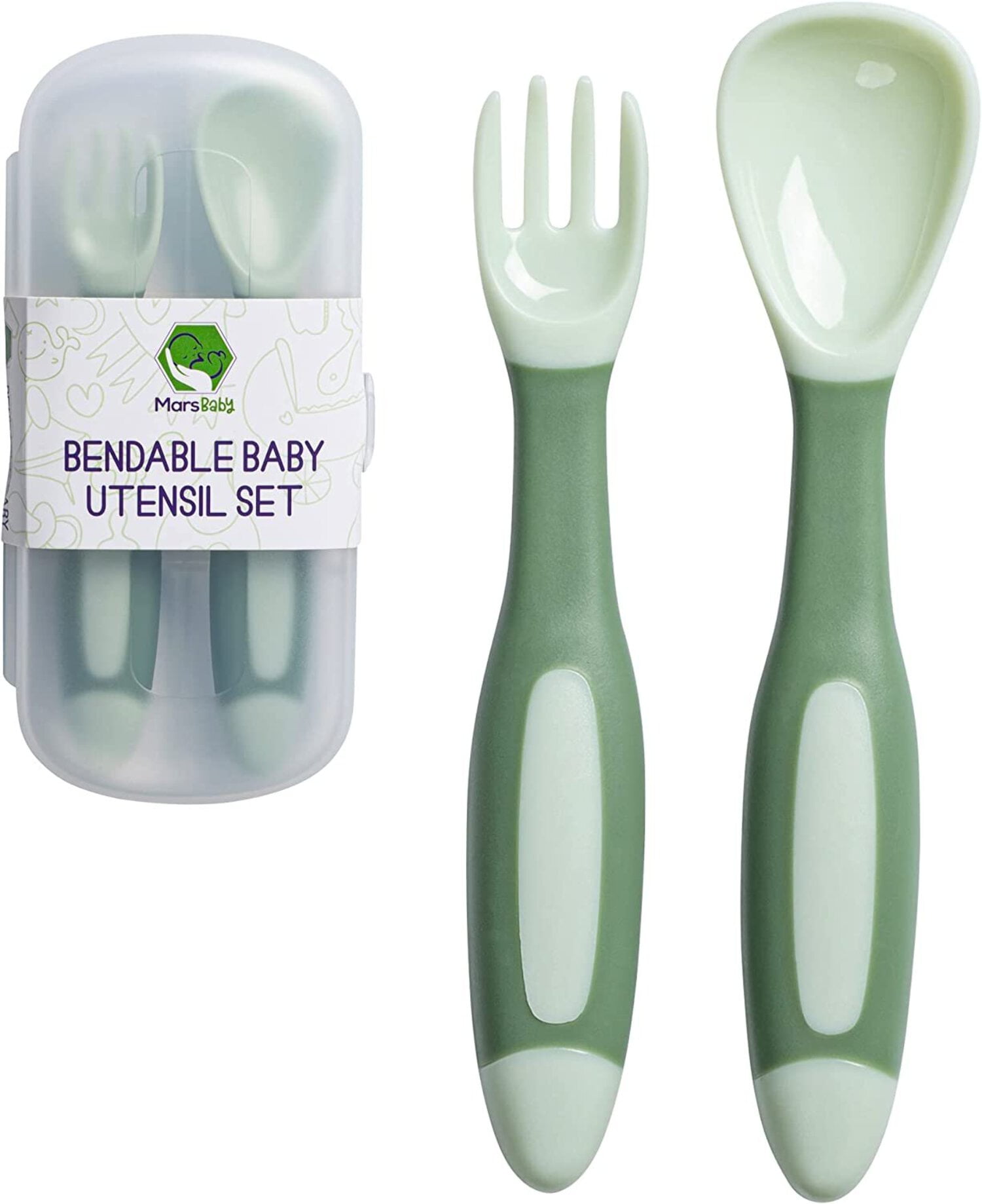 Mars Baby Silicone Baby Spoons Set for Self-Feeding - Bendable Learning ...