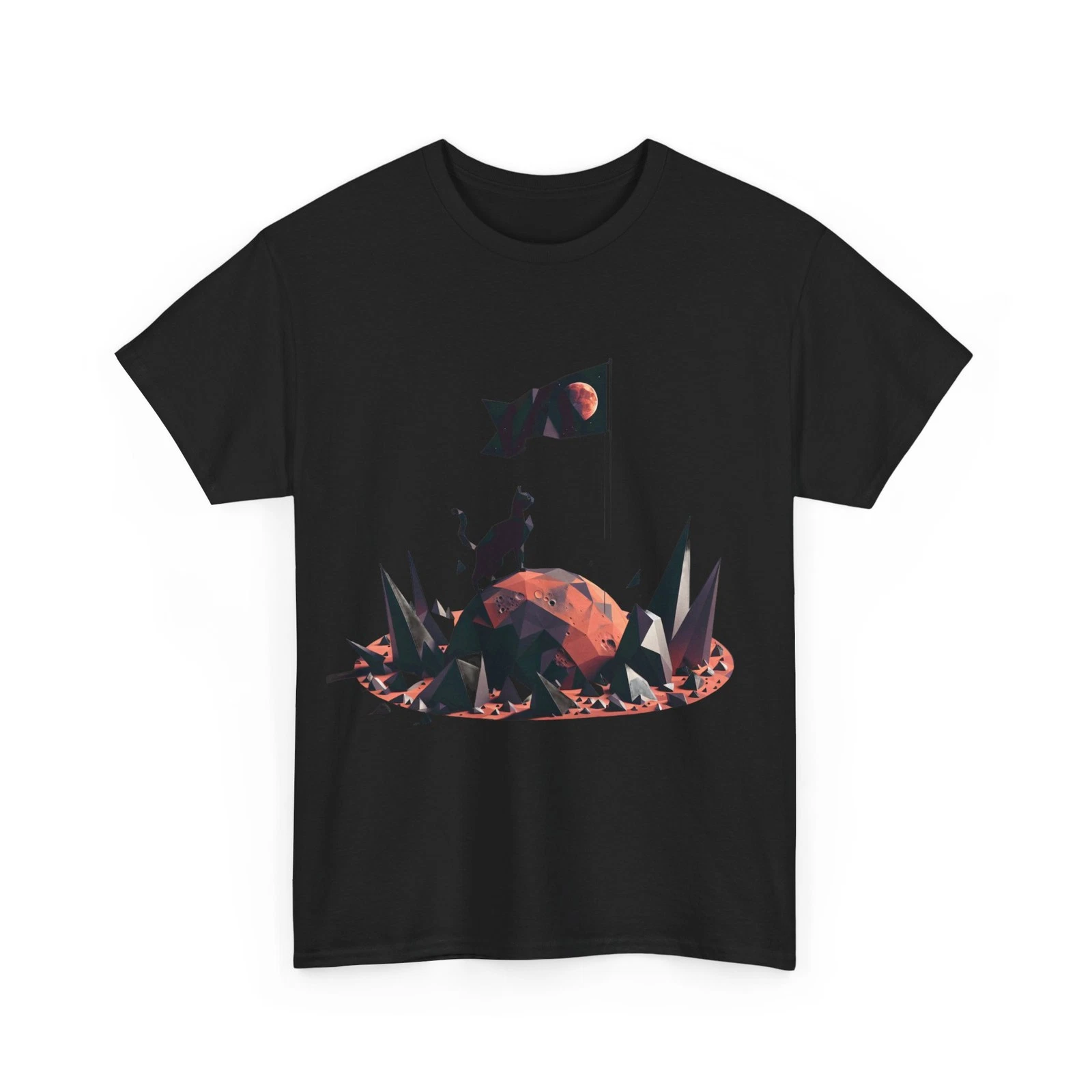 Mars Cat Crystalline Flag Graphic Tee - Space Adventure Shirt - Walmart.com