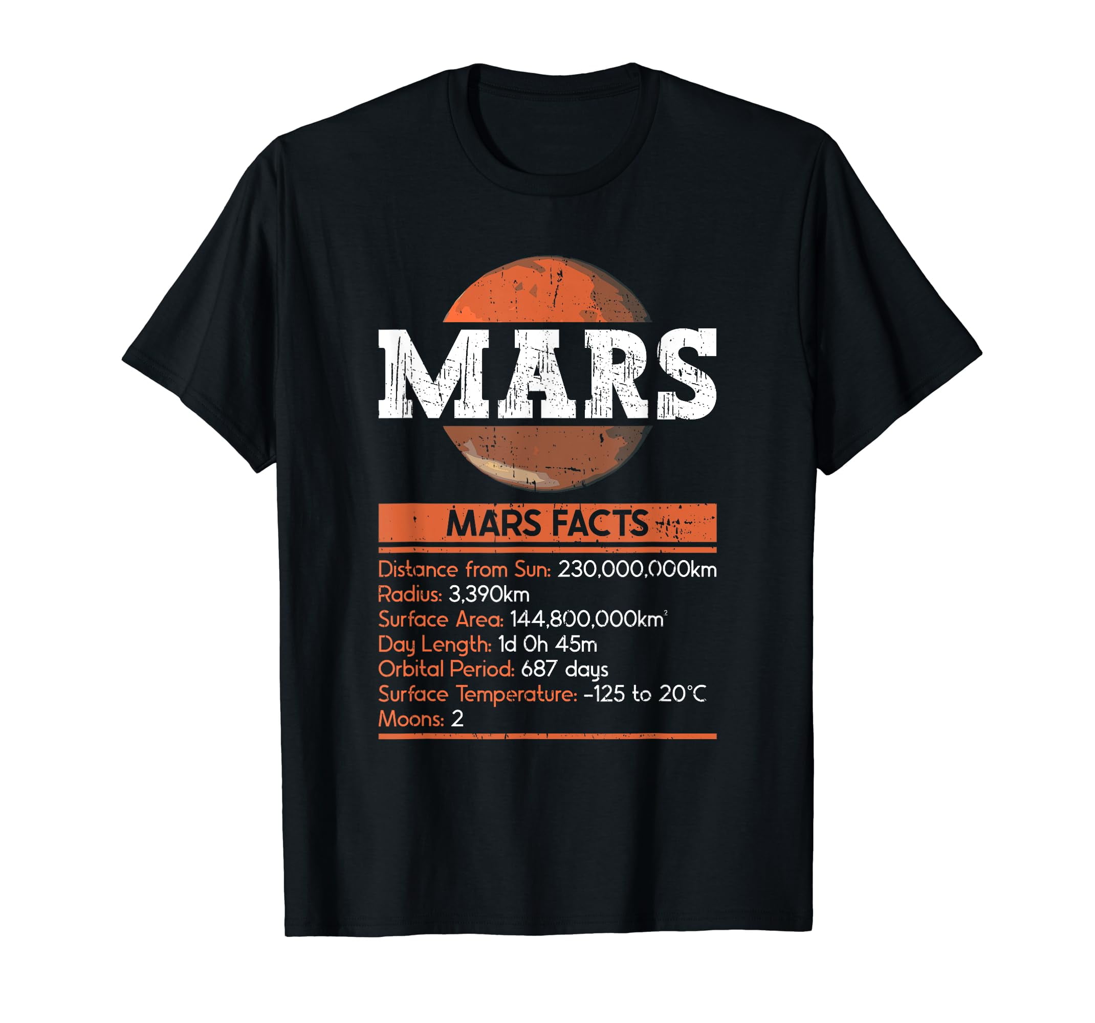 Mars Facts - Mars Planet Space Lover T-Shirt - Walmart.com
