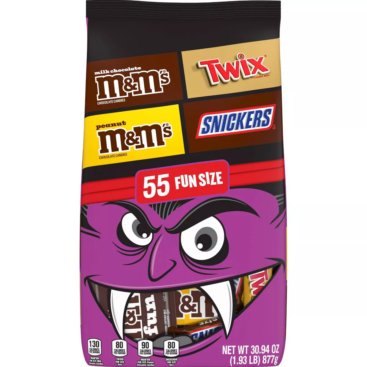 Mars Halloween Variety Bag – Snickers, Twix & M&M’s Fun Size Candy, 55 ...