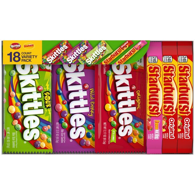 Mars Mixed Skittles & Starburst Variety Pack Chewy Candy Assortment -18 ...
