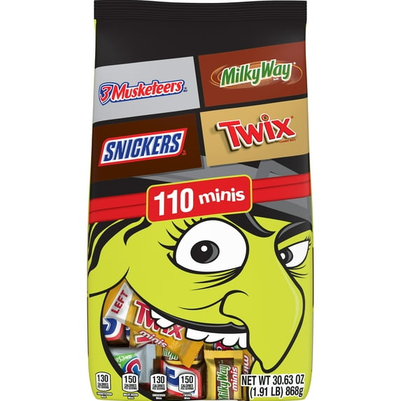 Mars Mixed Snickers, Twix, Milky Way, & 3 Musketeers Halloween Candy, 110 Ct Bulk Bag - Walmart.com